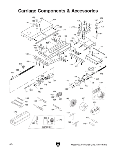 Parts for 8" x 16" Variable-Speed Benchtop Metal Lathe - Grizzly ...