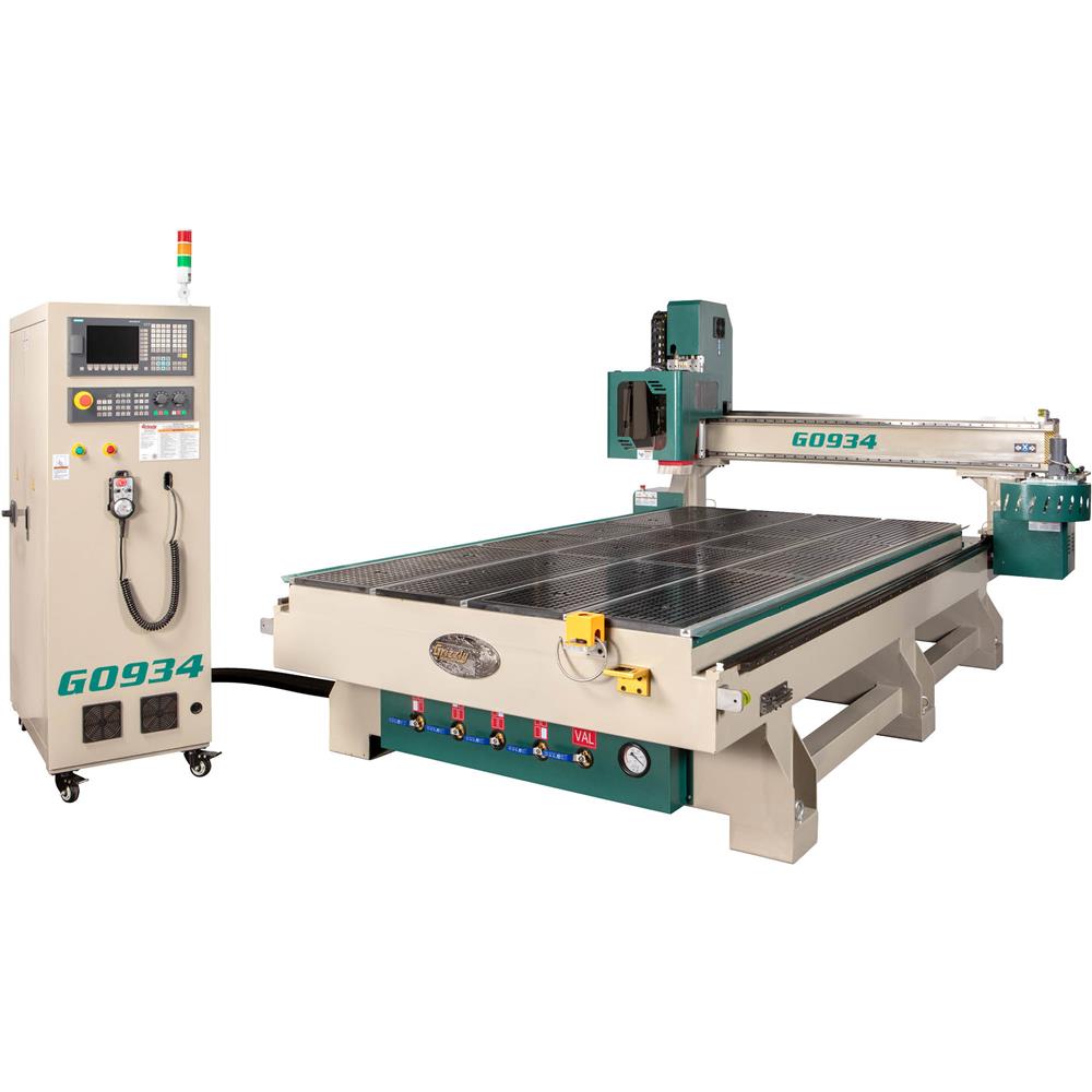 Grizzly G0934 - 5' x 10' CNC Router w/ Vacuum Table & 8-Position Rotary ...