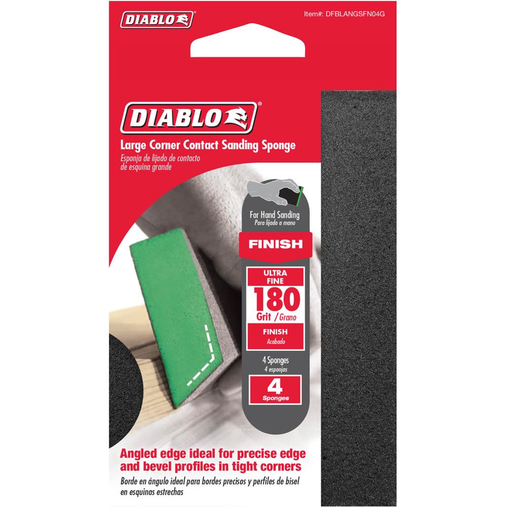 Corner Contact 180-Grit (Ultra Fine) Sanding Sponge 4 Pk - Grizzly ...