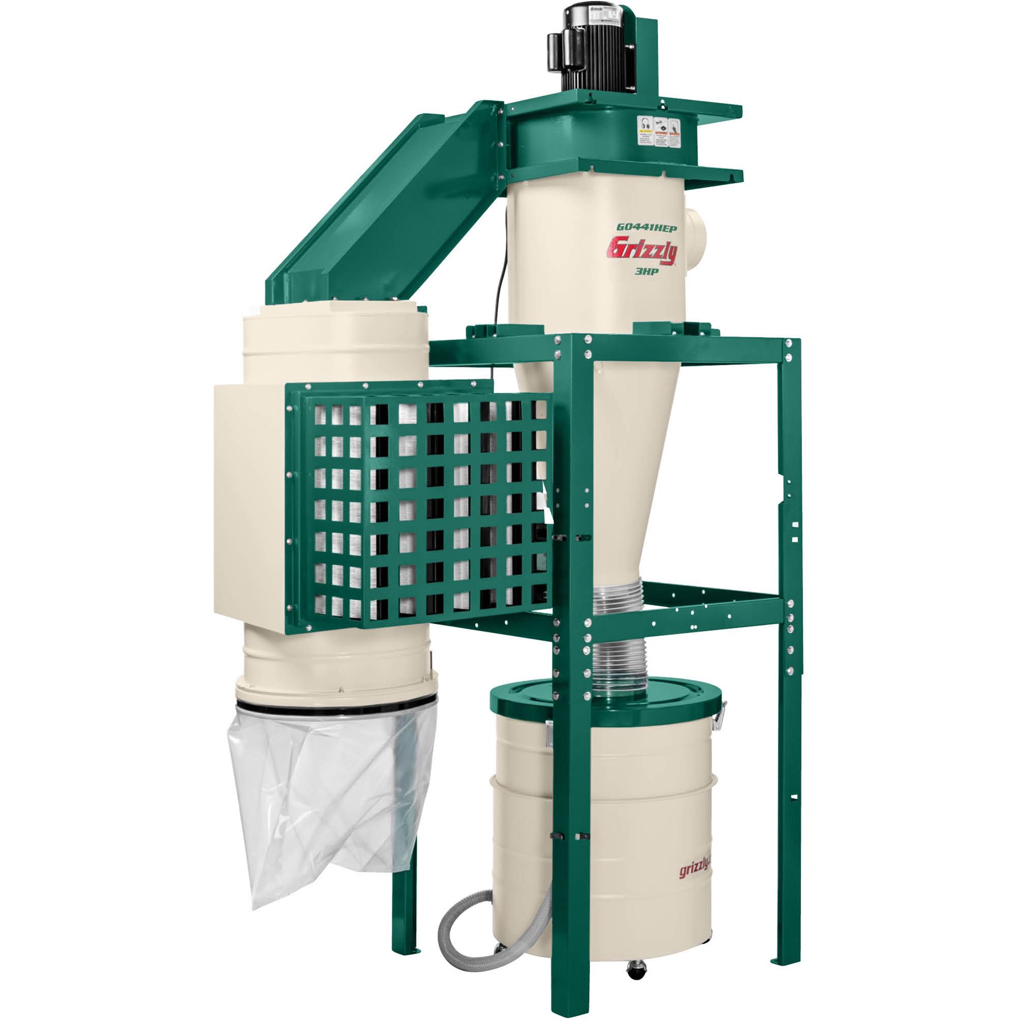 3 HP Dual-Filtration HEPA Cyclone Dust Collector - Grizzly Industrial, Inc.