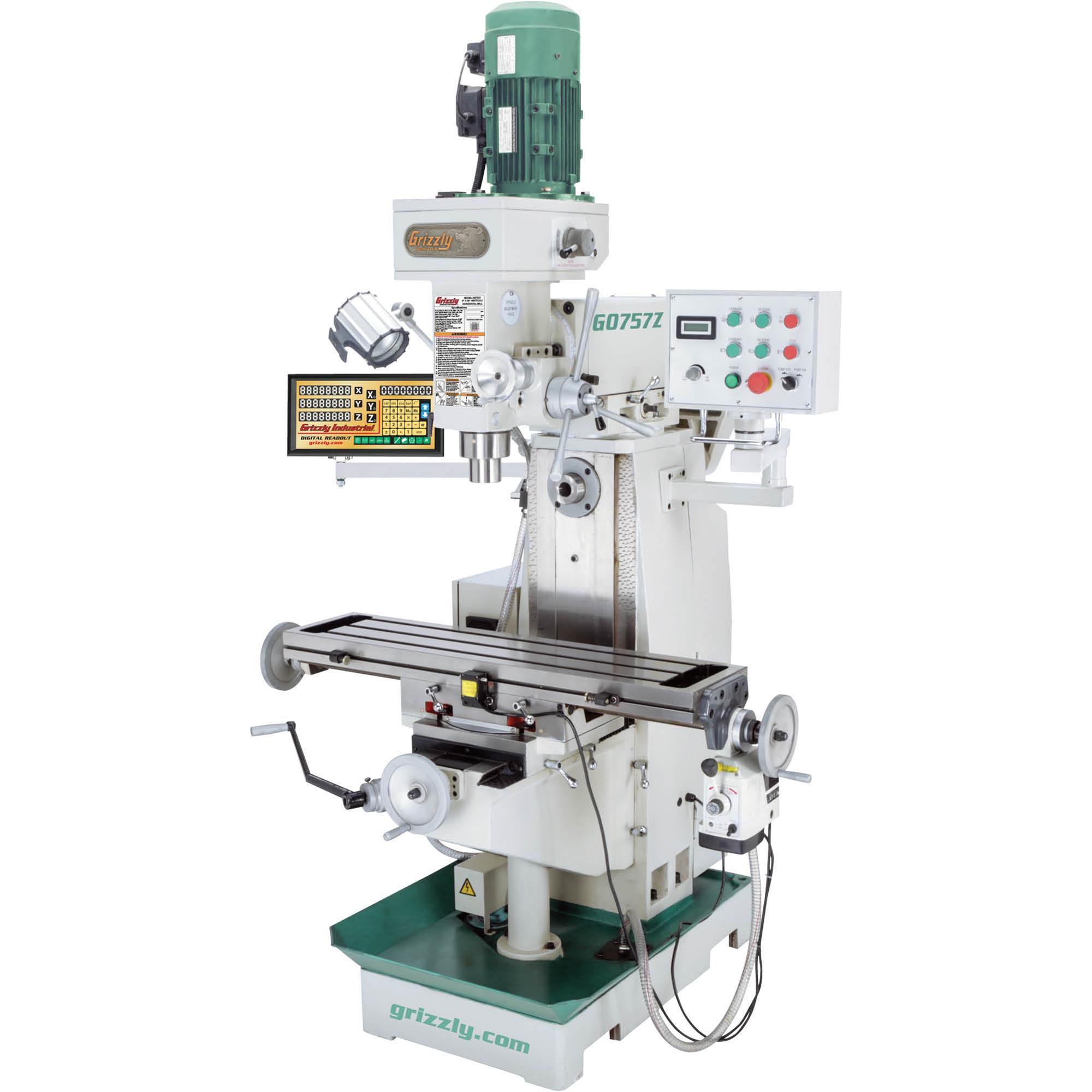 9" x 39" 3 HP Variable-Speed Horizontal/Vertical Mill with DRO ...