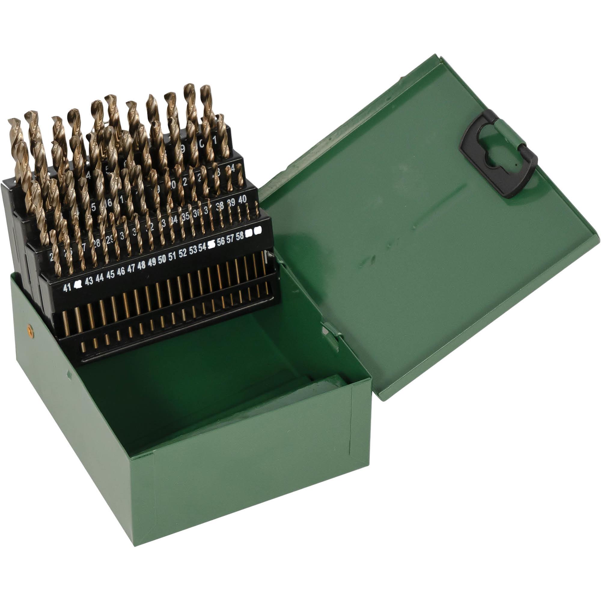 60-Pc. M35 HSS Cobalt Numbered 1-60 Drill Bit Set - Grizzly Industrial